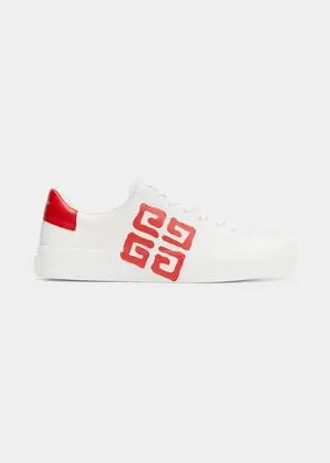 Givenchy Men's City Sport 4G Leather Low-Top Sneakers White/red