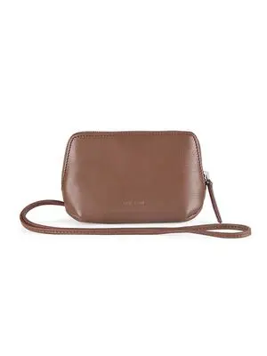 THE ROW Women's Owen Leather Wristlet Pouch - Cigare - Cigare Cigare