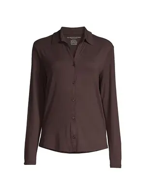 Majestic Filatures Soft Touch Button-up Shirt Coffee