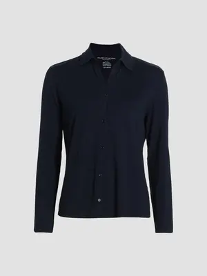 Majestic Filatures Soft Touch Button-up Shirt - Noir