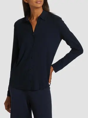 Majestic Filatures Soft Touch Button-up Shirt - Noir