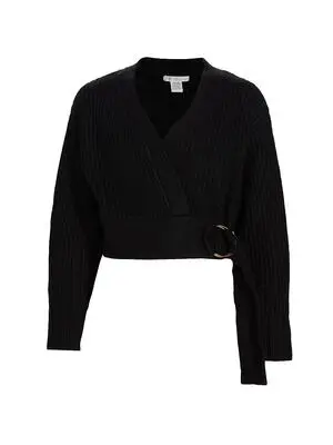 Design History Women's Wrap-Front Buckle Cardigan - Ginger Snap  - Black