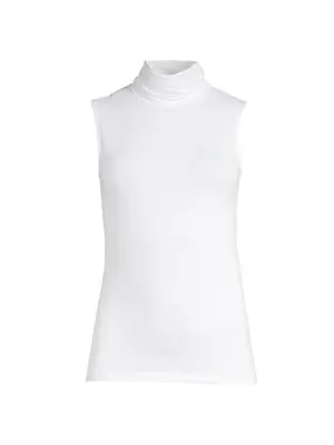 Majestic Filatures Soft Touch Sleeveless Turtleneck Blanc