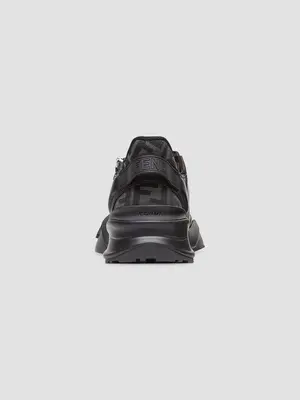 Fendi Flow Vitello Leather & Tonal Logo Jacquard Sneakers - Black
