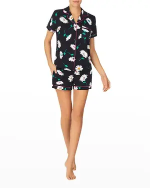 Kate Spade New York Printed Short Pajama Set - Black Pt