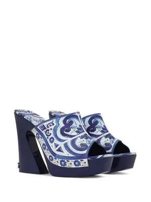 Dolce & Gabbana 105mm Majolica-print Platform Clogs