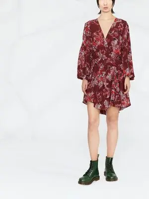 IRO PARIS Azula Floral-print Mini Dress - Red