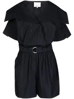 3.1 Phillip Lim Wide-collar Playsuit - Black