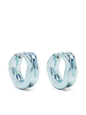 VANN JEWELRY U Hoop Earrings - Blue