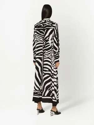 Dolce & Gabbana Zebra-print Crepe-de-chine Caftan - Black
