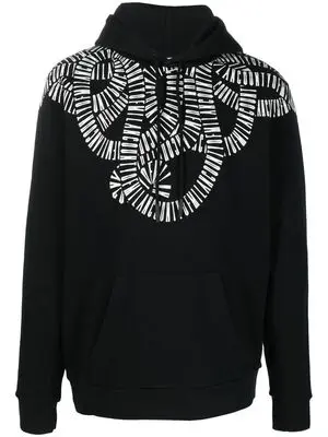 COUNTY OF MILAN Marcelo Burlon Graphic Print Organic Cotton Hoodie - Black