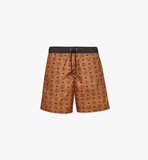 Mcm Monogram Print Swim Trunks - Cognac