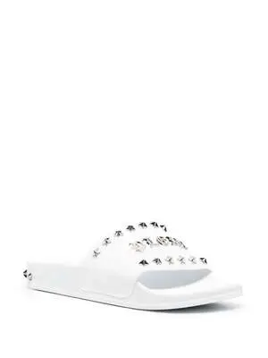 Philipp Plein Gothic Plein Studded Slides - White