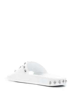 Philipp Plein Gothic Plein Studded Slides - White