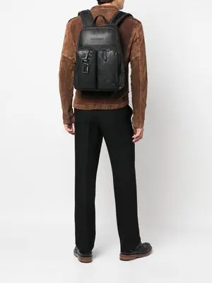 PIQUADRO Debossed-logo Leather Backpack