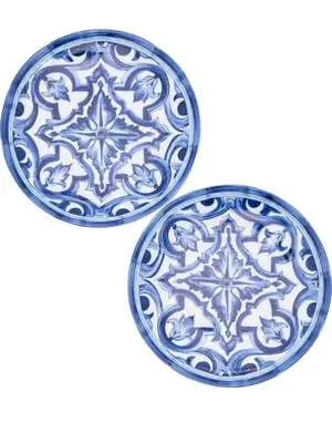Dolce & Gabbana Set Of Two Patterned 17cm Bread Plates - Blue