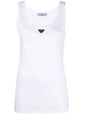 Prada Ribbed-knit Tank Top - White