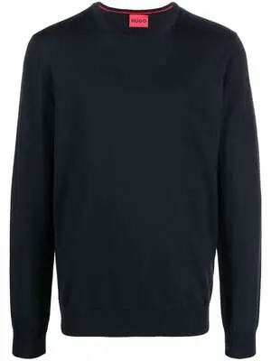 BOSS Virgin Wool Crew-neck Jumper - Blue