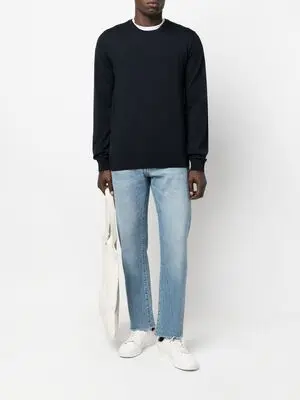 BOSS Virgin Wool Crew-neck Jumper - Blue