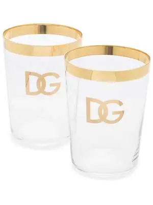 Dolce & Gabbana Logo-print Drinking Glasses - Neutrals