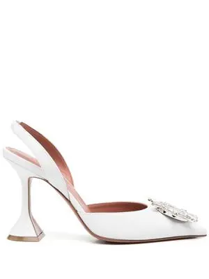 Amina Muaddi 95mm Begum Pumps - White