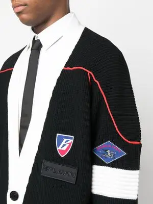 Balmain Logo-patch V-neck Cardigan