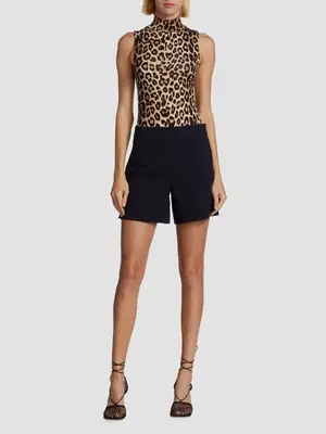 Spanx Polished Stretch-cotton Shorts - Navy