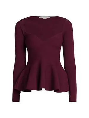 Stella McCartney Women's Compact-Knit Peplum Top - Maple  - Maple