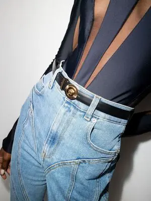 Versace Medusa Biggie Leather Belt - Black
