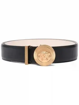 Versace Medusa Biggie Leather Belt - Black