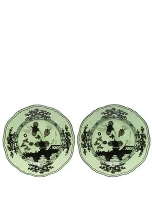 GINORI 1735 Oriente Italiano Bario Plate Set - Green