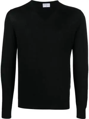 Fedeli V-neck Long-sleeve Jumper - Black
