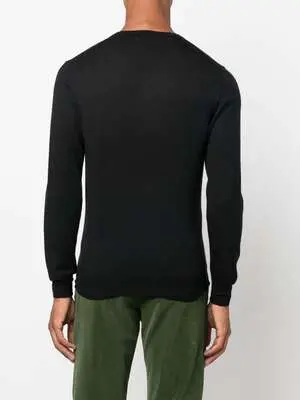 Fedeli V-neck Long-sleeve Jumper - Black