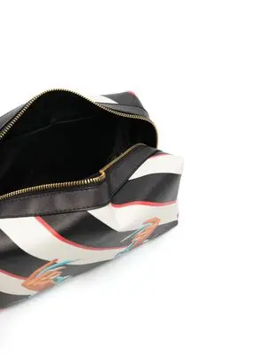 SELETTI Graphic-print Striped Wash Bag - Black