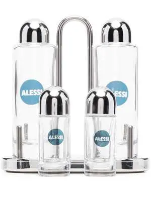 ALESSI Glass Condiment Set - White