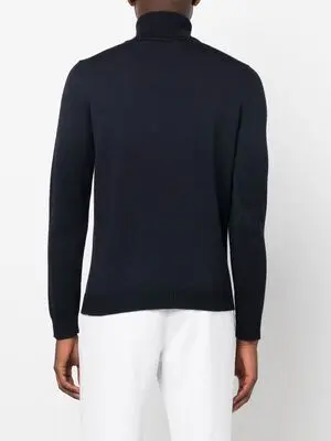 ROBERTO COLLINA Ribbed Hem Roll-neck Jumper - Blue