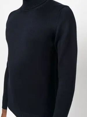 ROBERTO COLLINA Ribbed Hem Roll-neck Jumper - Blue