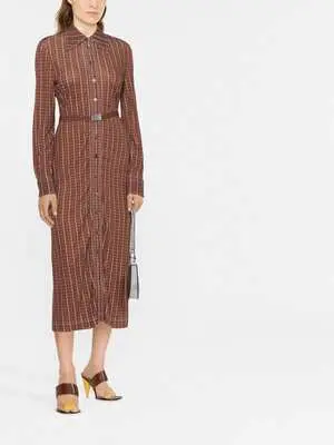 Tory Burch Dotted Windowpane Midi Polo Dress