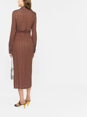 Tory Burch Dotted Windowpane Midi Polo Dress