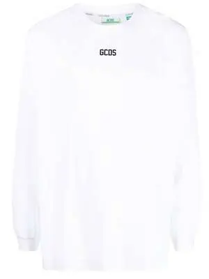 Gcds Logo-print Long-sleeved T-shirt - White