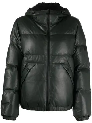 YVES SALOMON Shearling-trim Leather Down Jacket