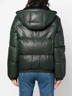 YVES SALOMON Shearling-trim Leather Down Jacket