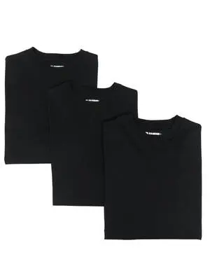 JIL SANDER Set Of 3 Long-sleeve Logo-patch T-shirts - Black