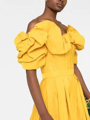 Alexander McQueen Ruffle-trim Pleated Midi Dress
