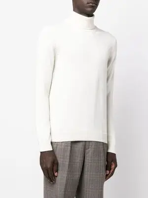 ROBERTO COLLINA Ribbed Hem Roll-neck Sweater - Neutrals