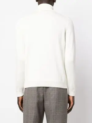 ROBERTO COLLINA Ribbed Hem Roll-neck Sweater - Neutrals
