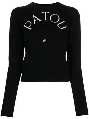 PATOU Logo-print Wool-blend Jumper - Black