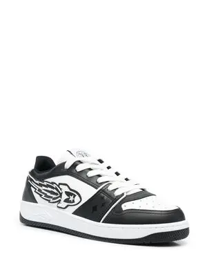 ENTERPRISE JAPAN Logo-detail Leather Sneakers - Black