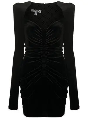 Philosophy Di Lorenzo Serafini Ruched Velvet Mini Dress - Black