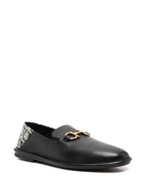 FERRAGAMO Gancini-print Panel Detail Loafers